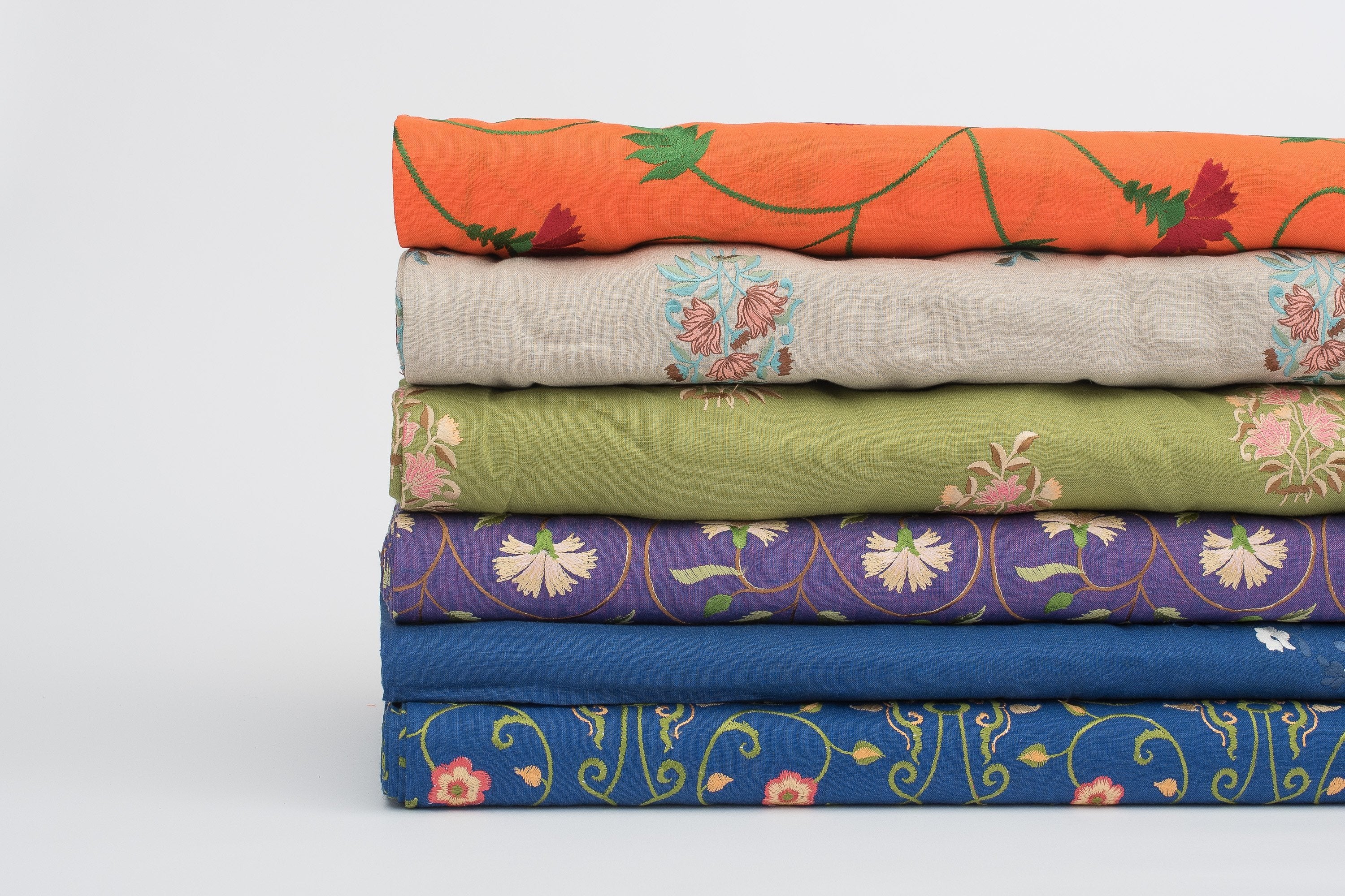 Buy Embroidered Linen Fabrics Online | de Linum Australia