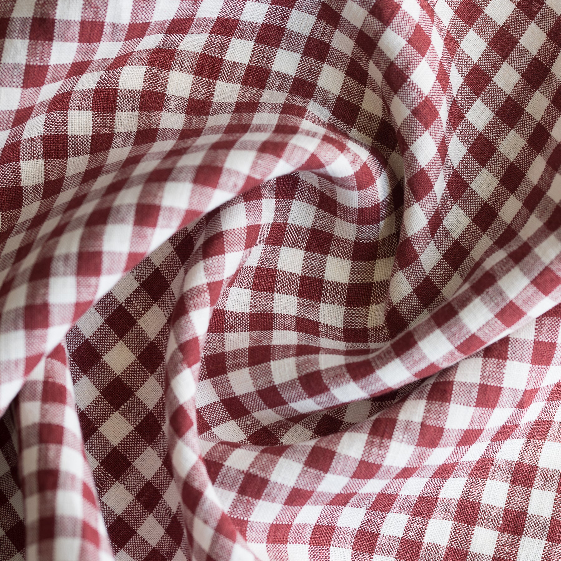 Mulberry Gingham Extra Wide Linen Fabric | 100% Linen, 280cm Wide – de ...