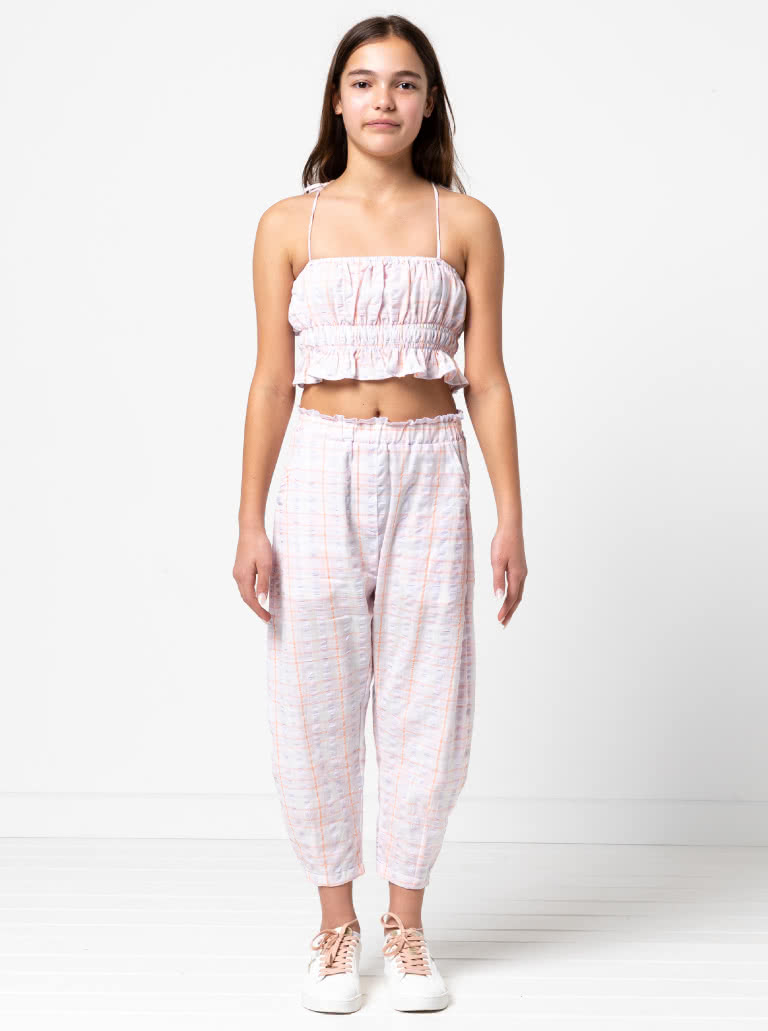 Barry Kids Pant and Top | Multi-Size Shirred Crop Top & Balloon Pant ...