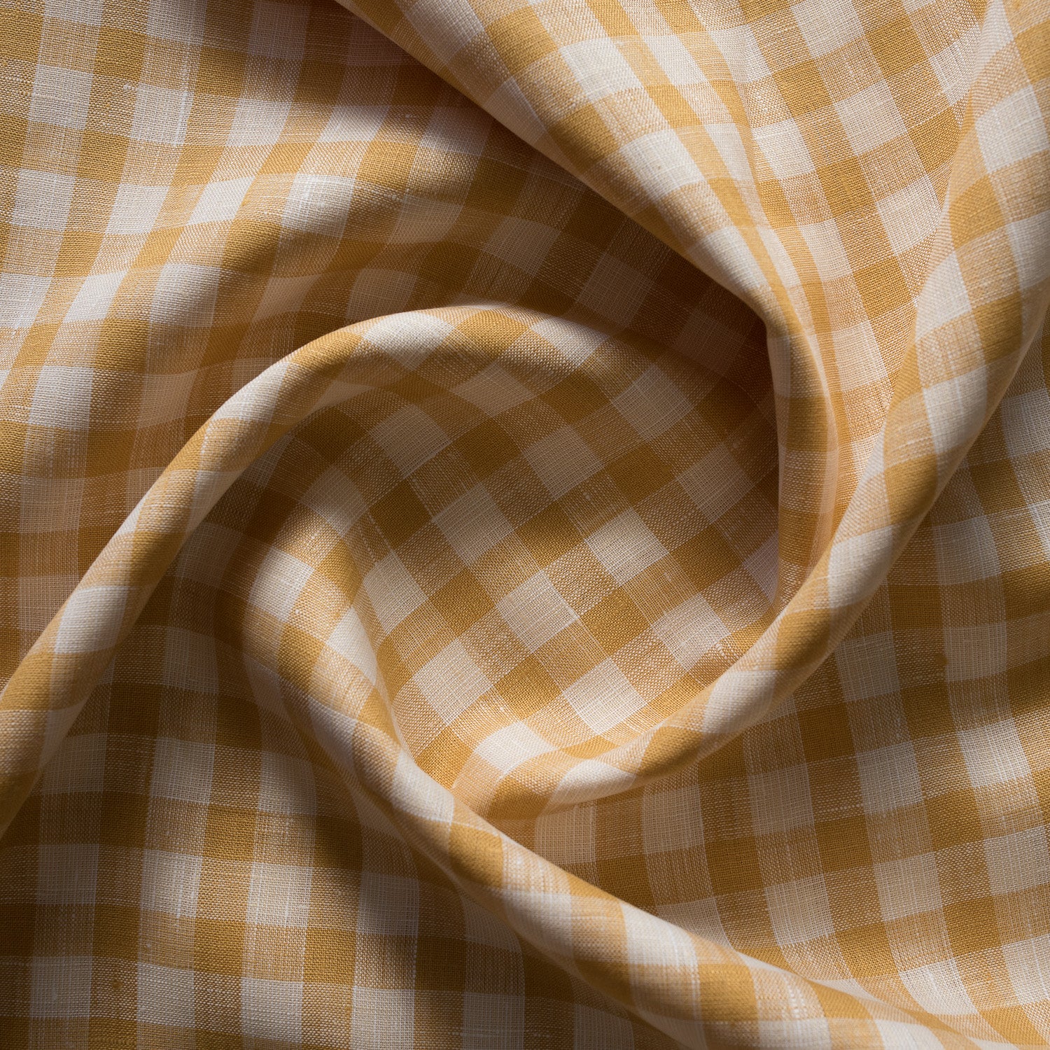 Honey Yellow & Cream Gingham Linen Fabric - Woven Checks for Classic ...