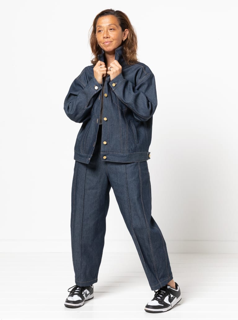 Twig Woven Pant Sewing Pattern | High Waisted Barrel Leg Jeans – de Linum