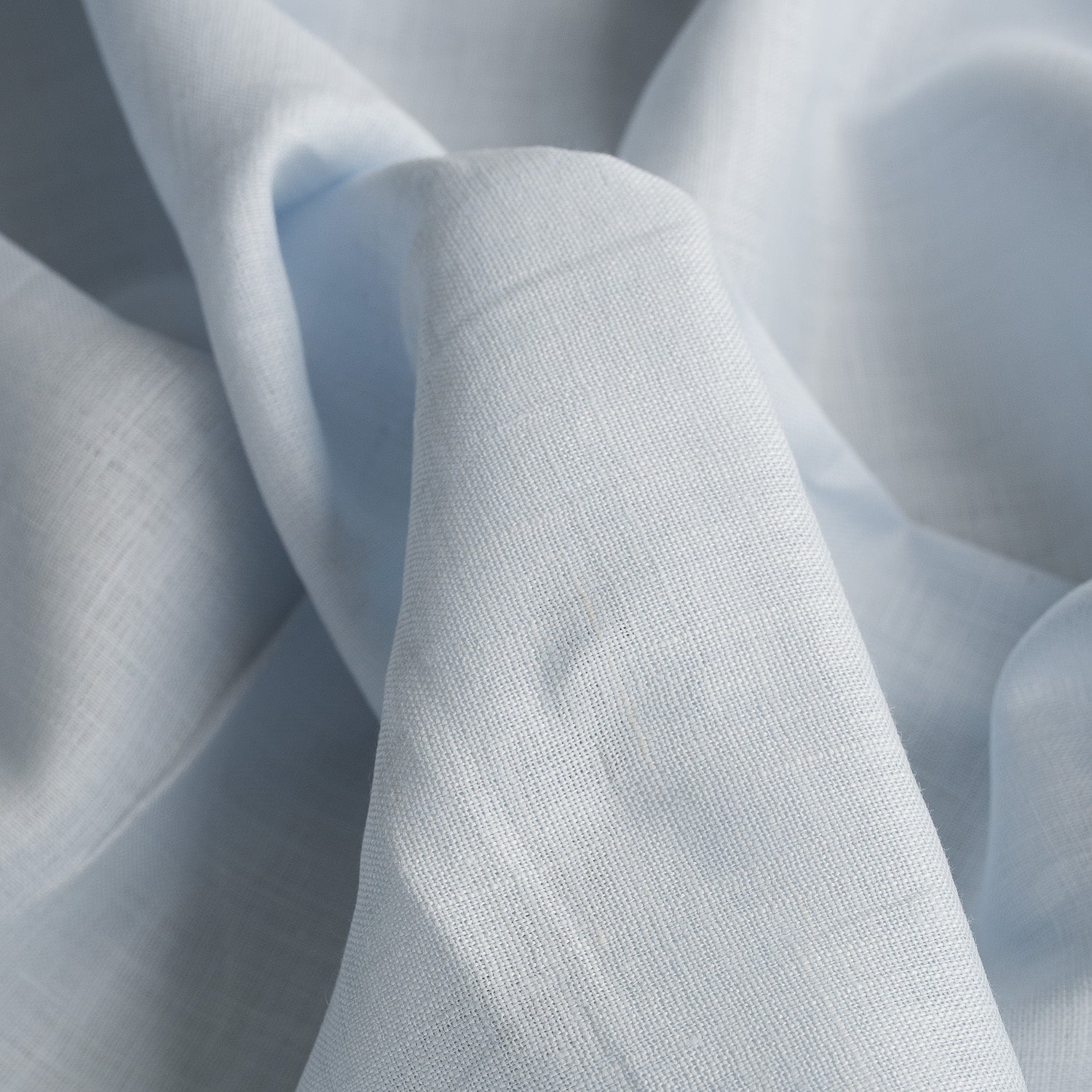 Airy Light Blue Wash Linen Fabric - 155 GSM, 142 CM Width | de Linum